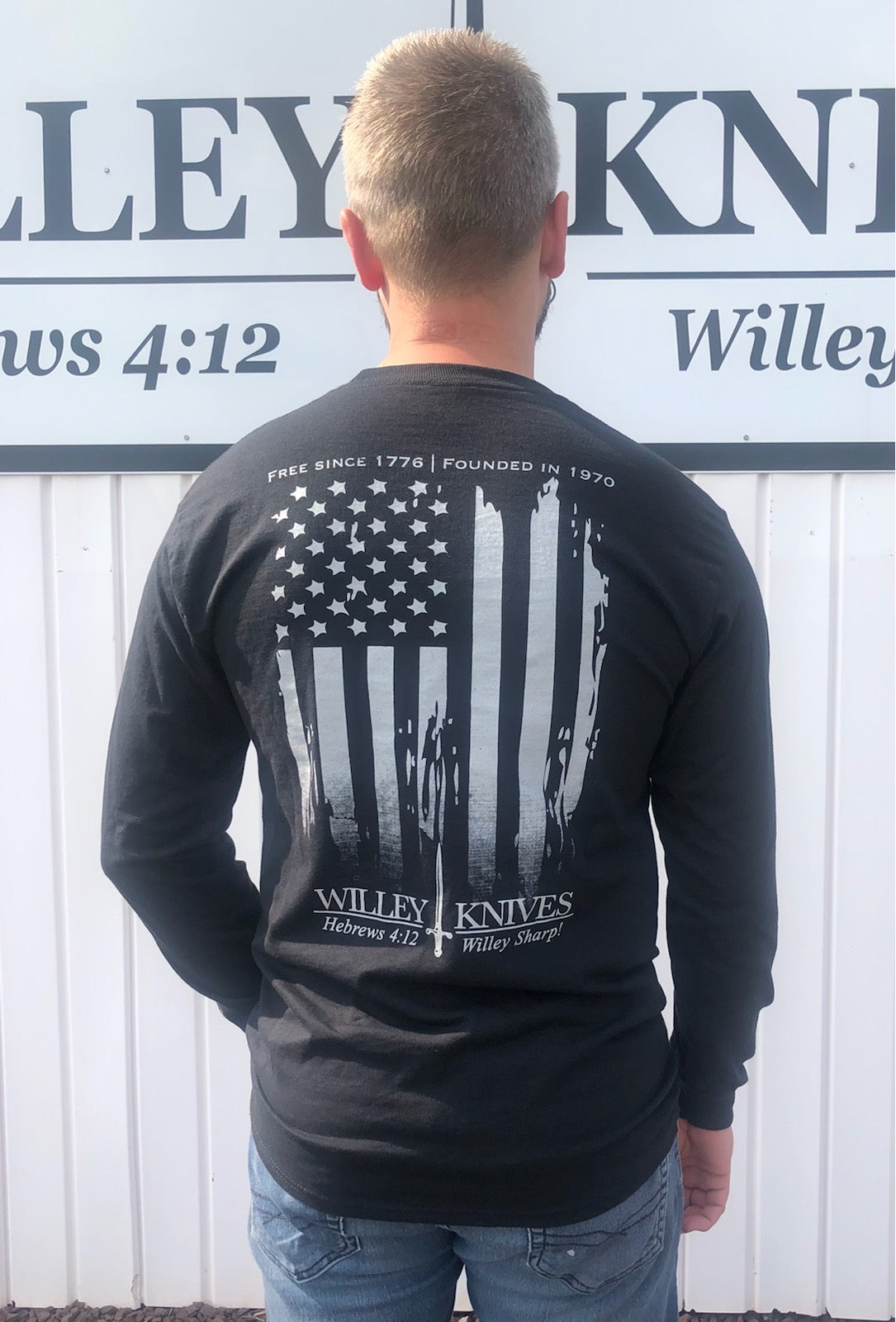 Willey Knives Flag Logo Long Sleeve T Shirt Black